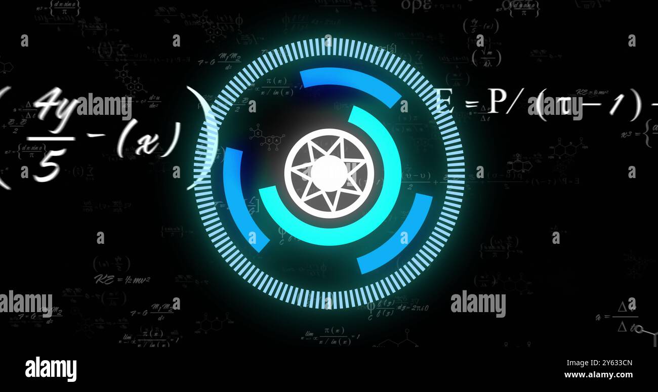 Rotating geometric shapes and mathematical formulas, scientific data ... Rotating geometric shapes and mathematical formulas, scientific data ...