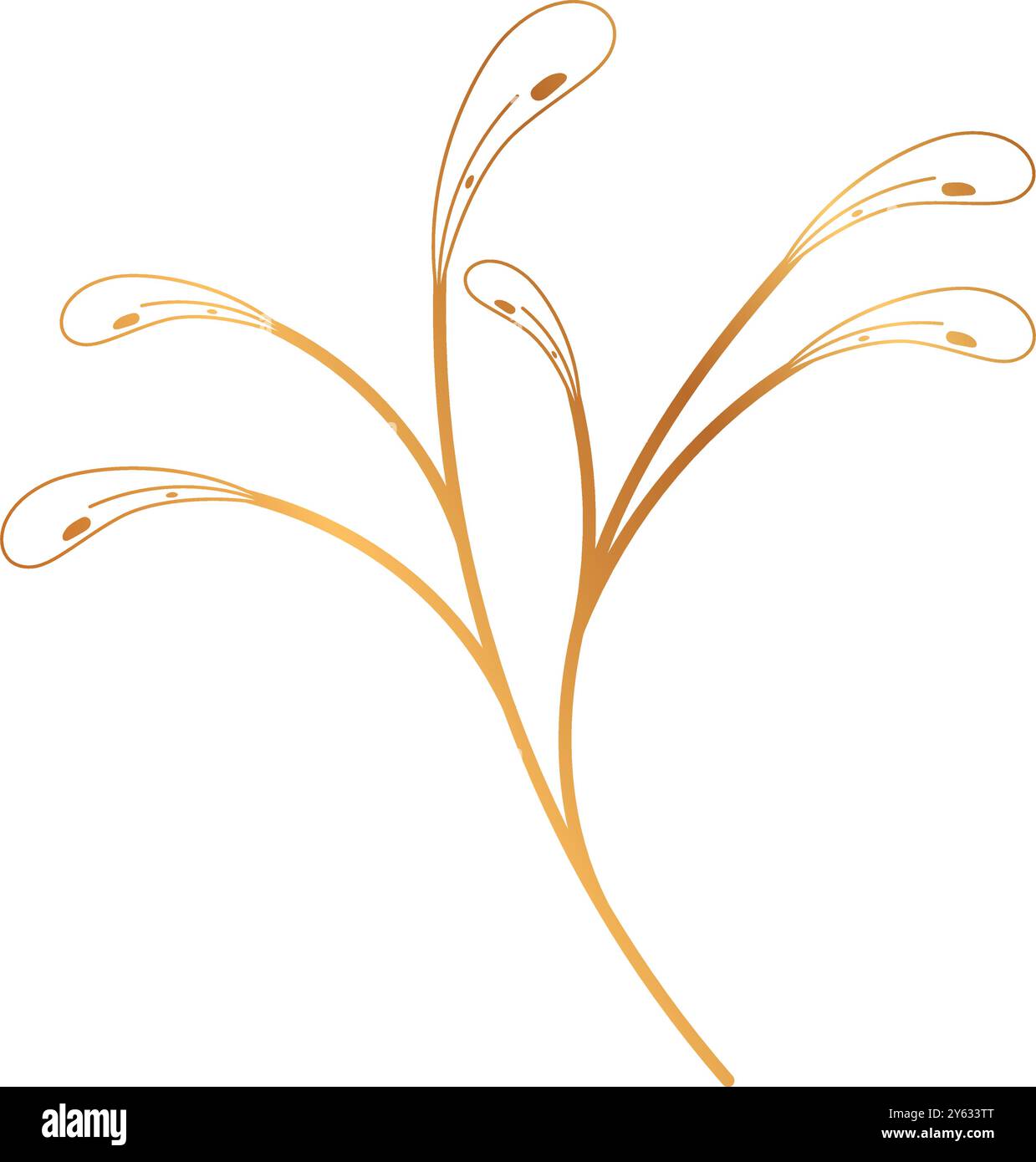 Gold abstract floral stem with smooth flowing lines design Vector Stock ...