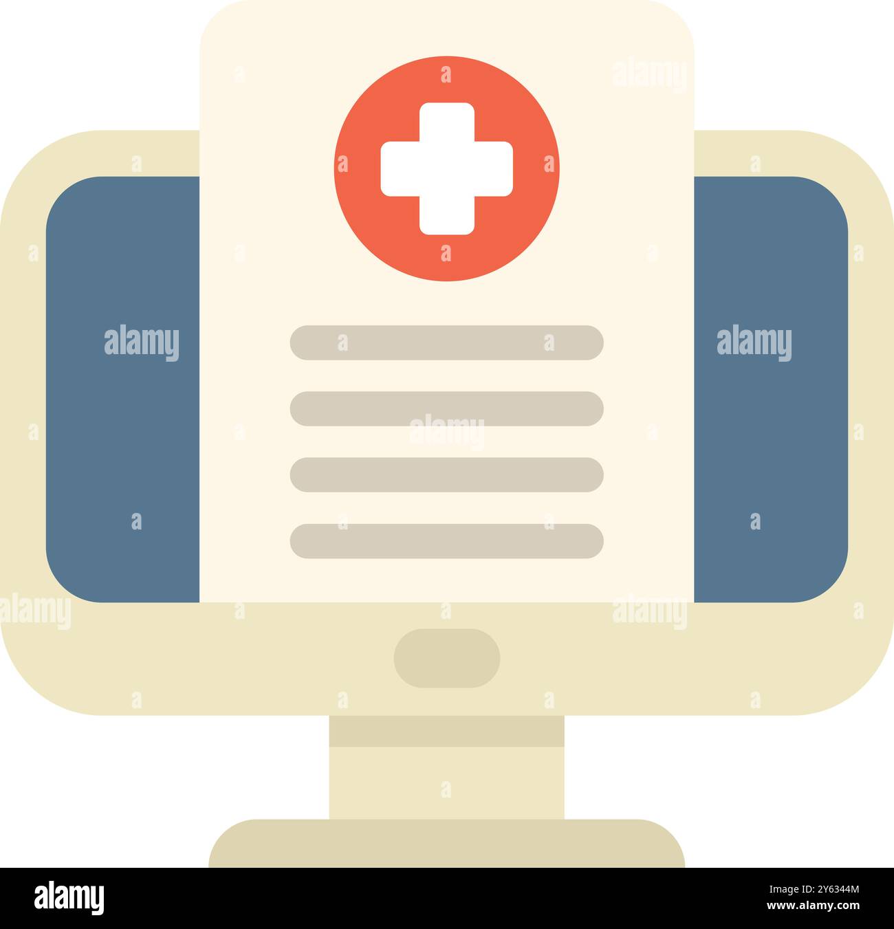 Online medical record with a cross symbol displayed on a computer ...