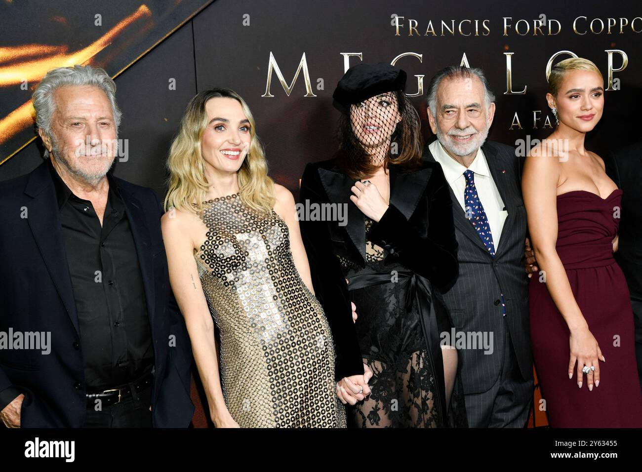 Dustin Hoffman, from left, Chloe Fineman, Aubrey Plaza, Francis Ford Coppola, and Nathalie ...