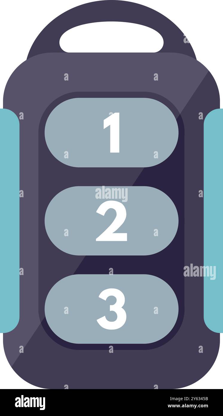 Electronic car key fob with three buttons for locking and unlocking a ...