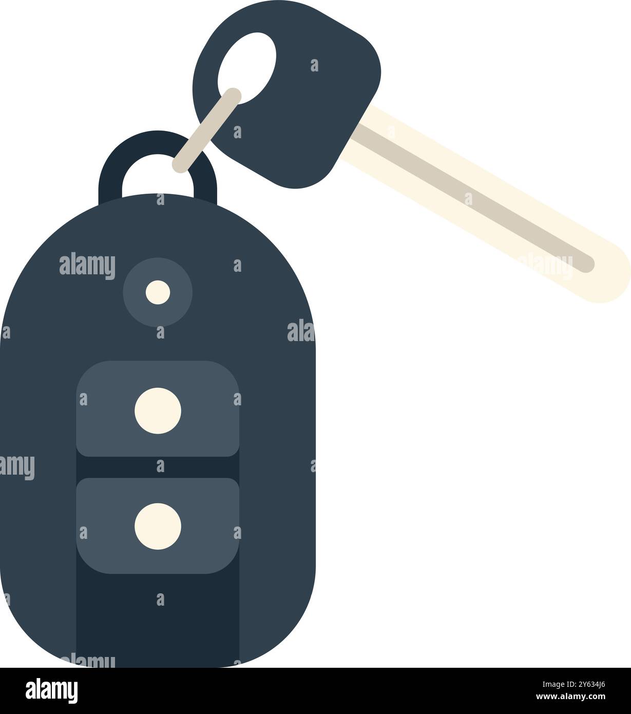 Modern car key with remote control fob is hanging on ring Stock Vector ...