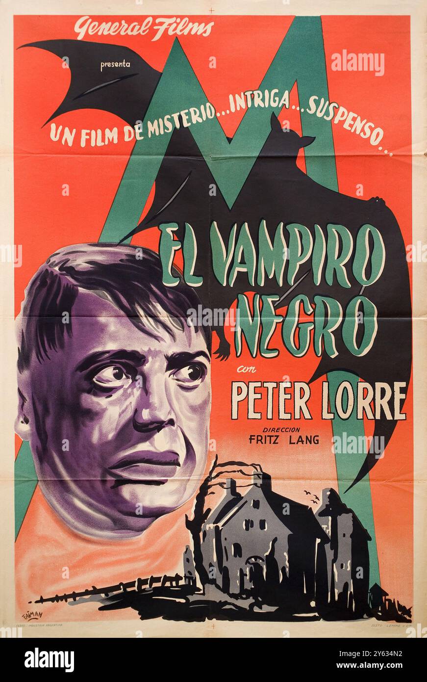 Movie poster "M (A City Searches for a Murderer)" by Fritz Lang. Museum: PRIVATE COLLECTION ...