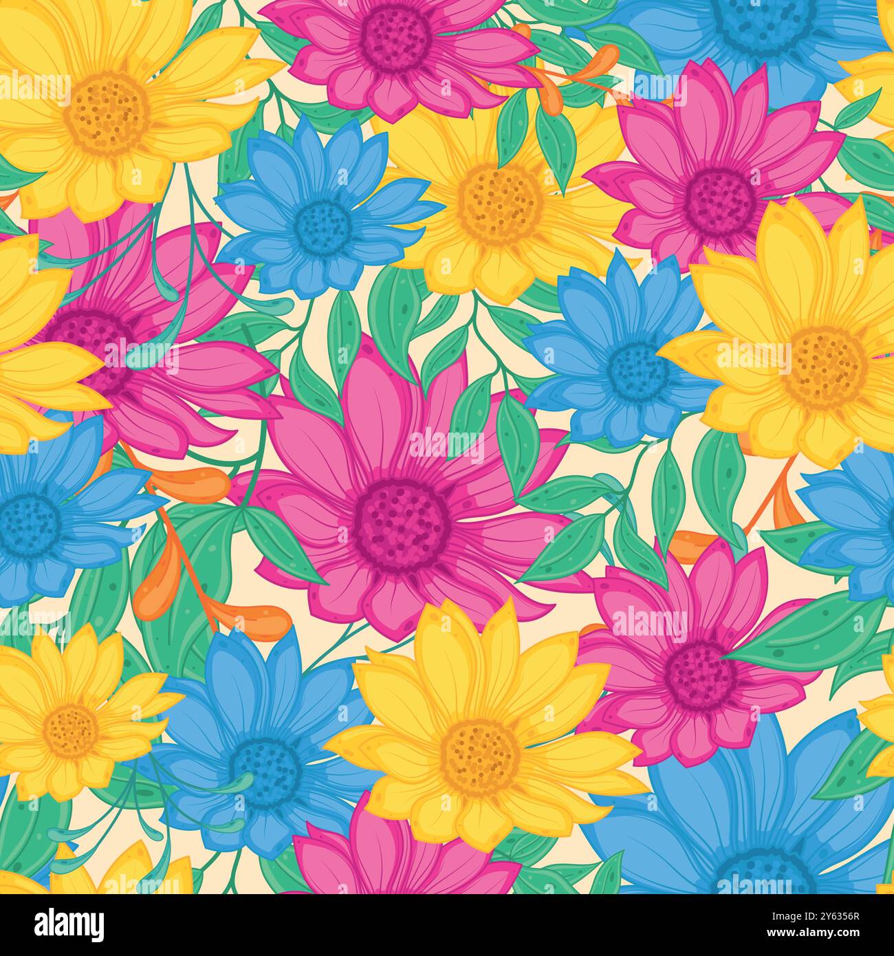 Colorful blooming flowers in seamless floral pattern Vector Stock ...