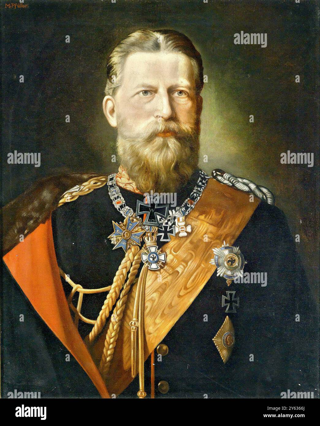 Portrait of Emperor Frederick III (1831-1888), King of Prussia in field ...