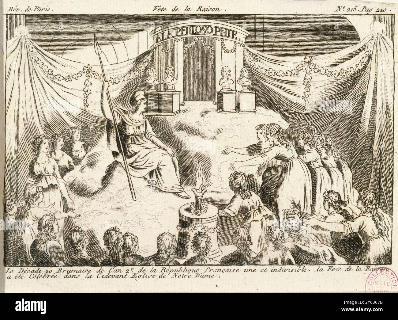 The first celebration of the Cult of Reason in Notre-Dame Cathedral on ...