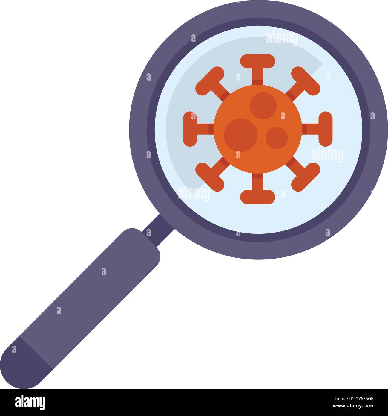 Magnifying glass investigating virus healthcare icon illustration Stock ...