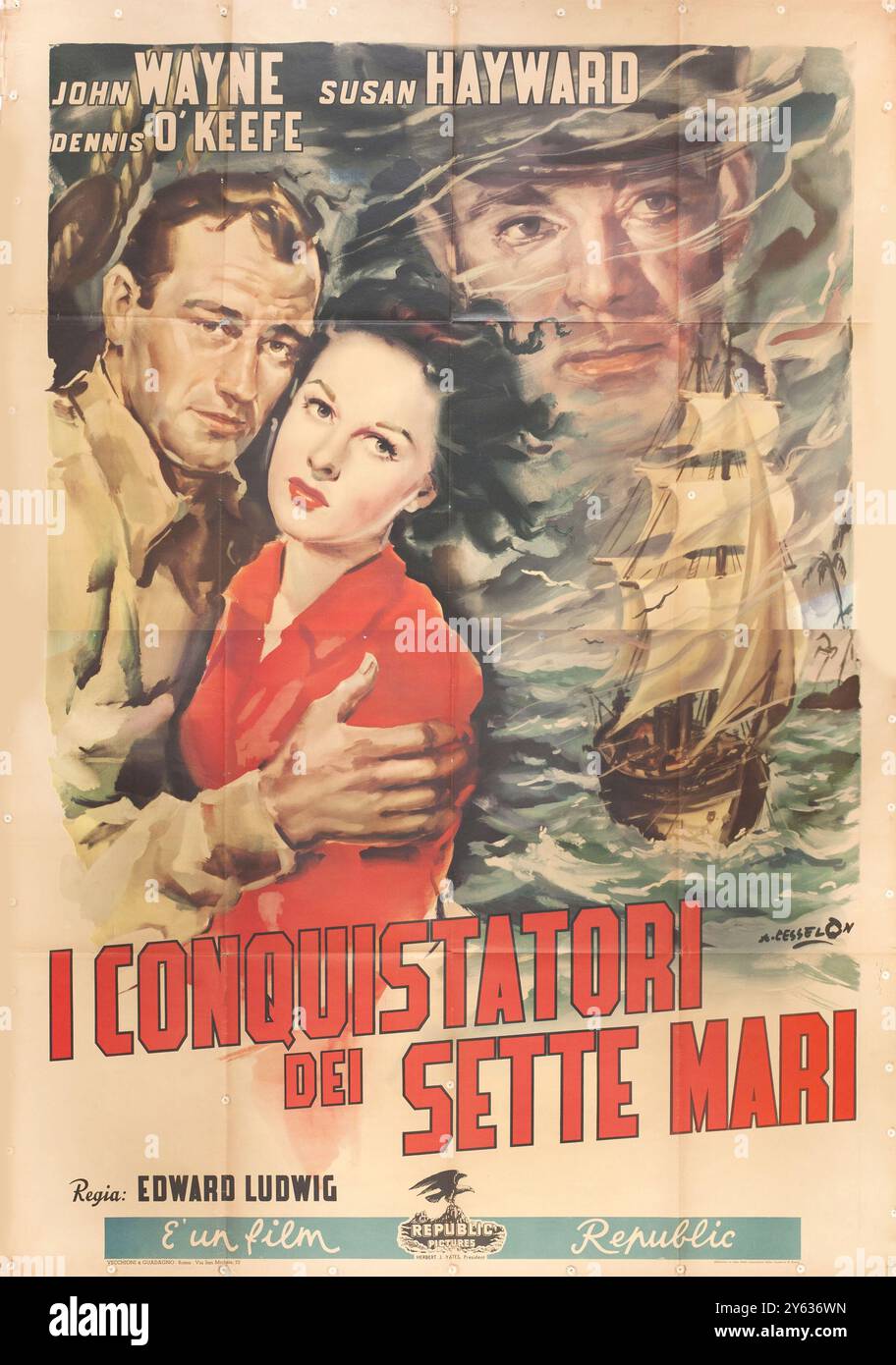 Movie poster "The Fighting Seabees" by Edward Ludwig. Museum: PRIVATE ...