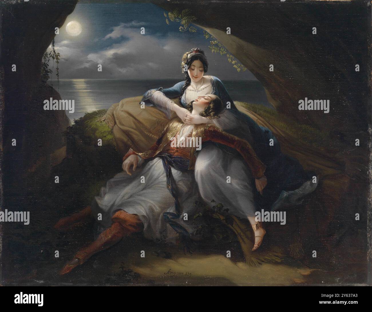 Angelika and Medoro. Scene from "Orlando Furioso" by Ludovico Ariosto ...