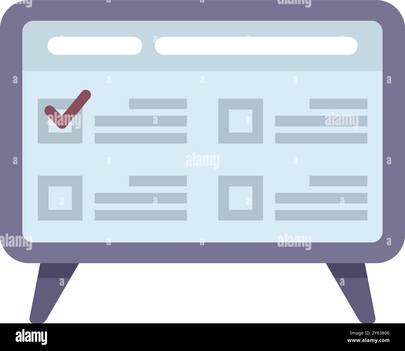 Interactive whiteboard showing checklist with checkmark for education ...