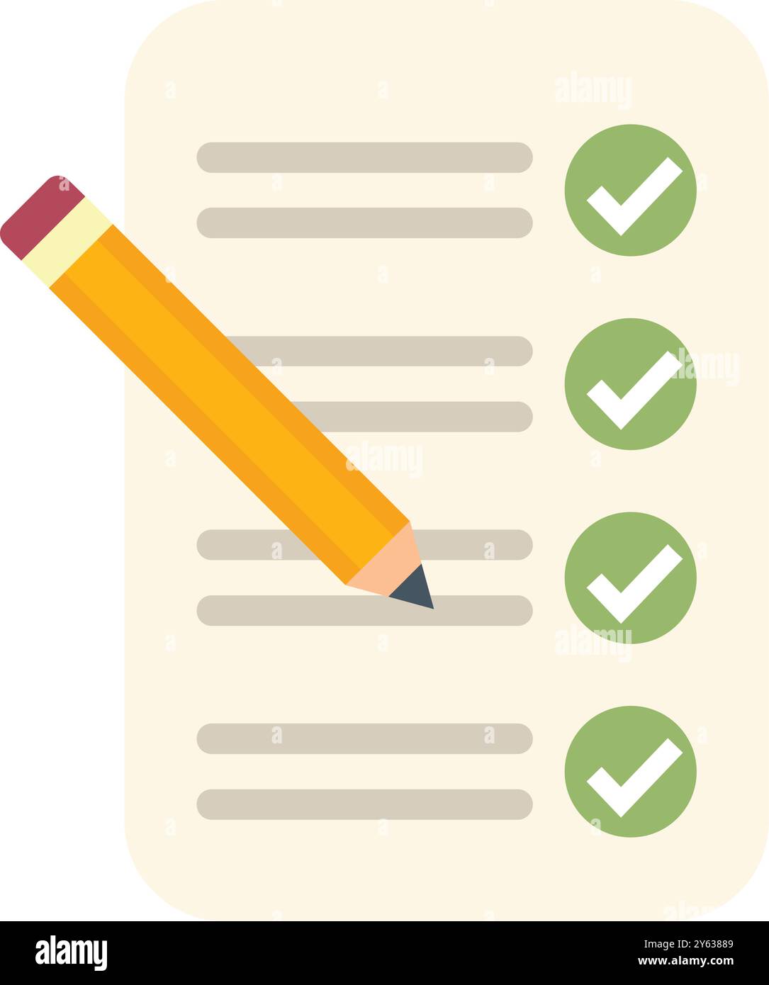 This icon features a yellow pencil checking off items on a checklist, symbolizing task ...