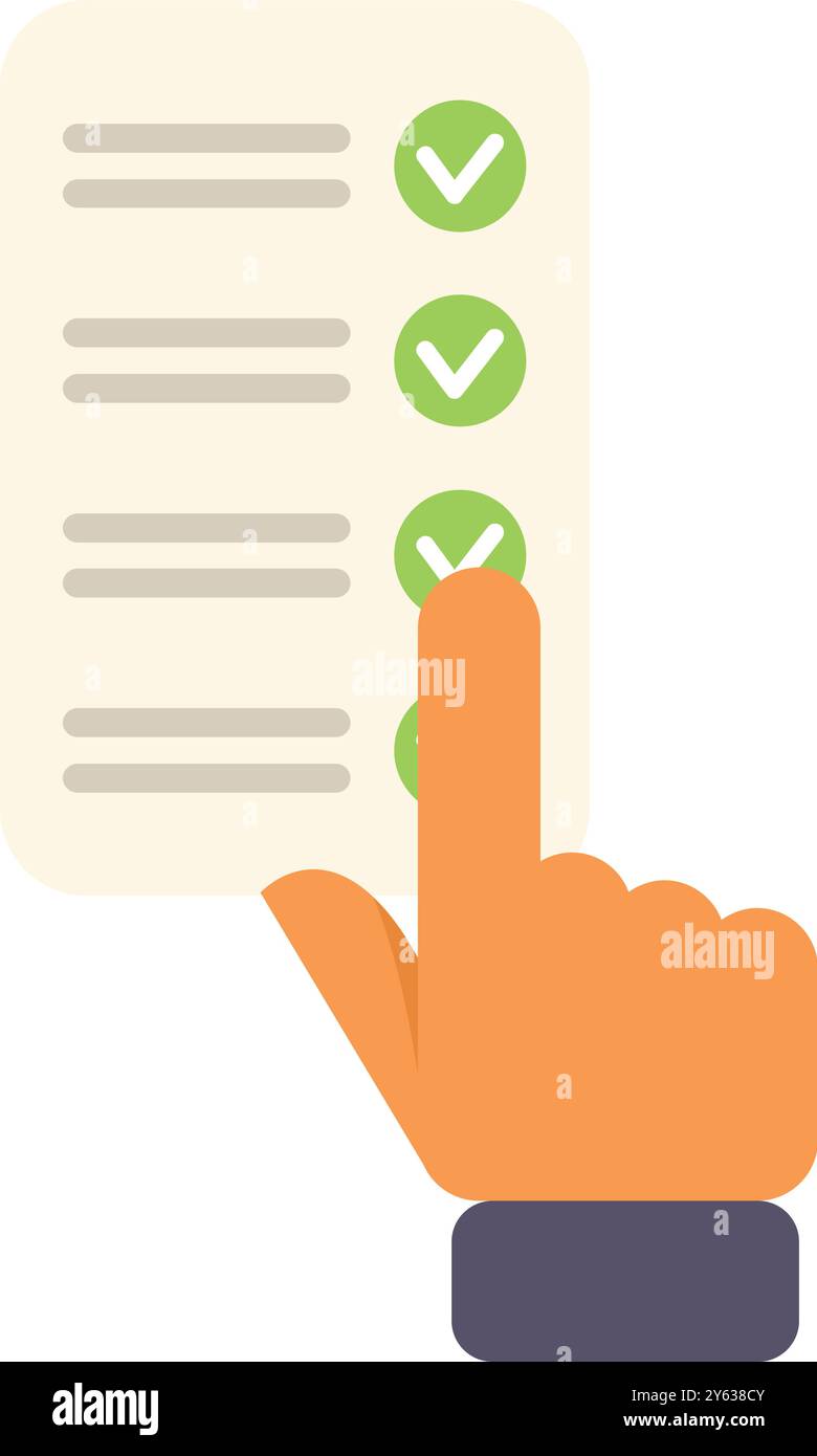 Hand is ticking off items on a checklist, indicating completion of tasks Stock Vector Image ...