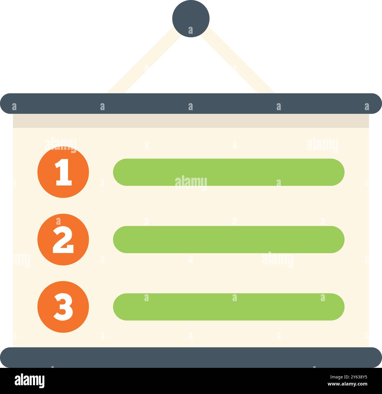 Hanging whiteboard showing three steps strategy plan for business ...