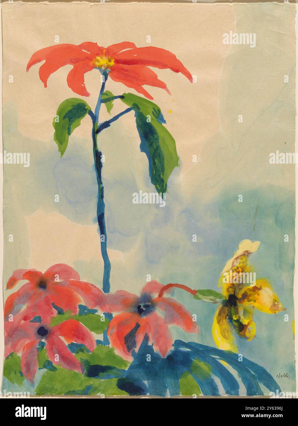 Poinsettia and orchid. Museum: PRIVATE COLLECTION. Author: EMIL NOLDE ...