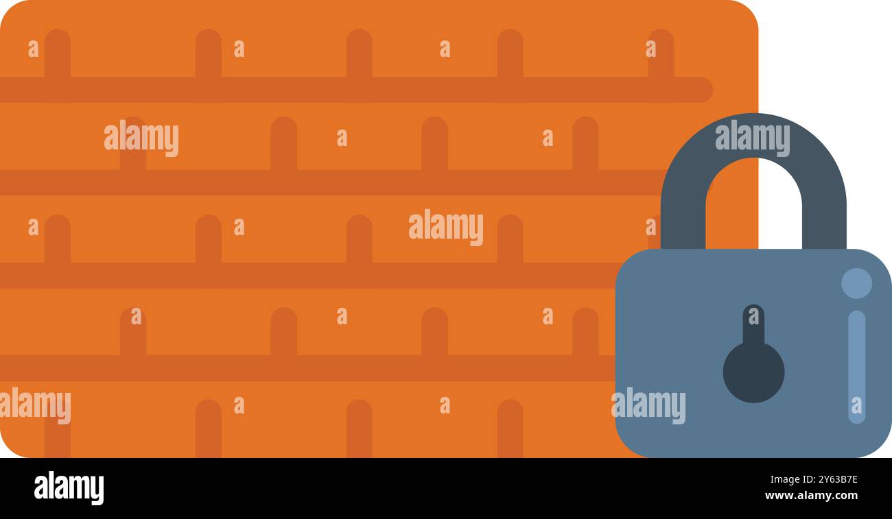 Strong brick wall firewall is protecting important data with a closed ...