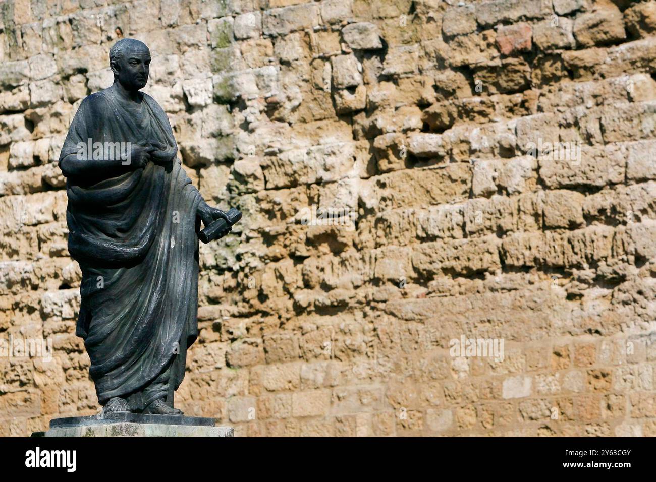 Cordoba, 01/30/2010. Statue of Seneca at the Almodóvar Gate. Photo ...