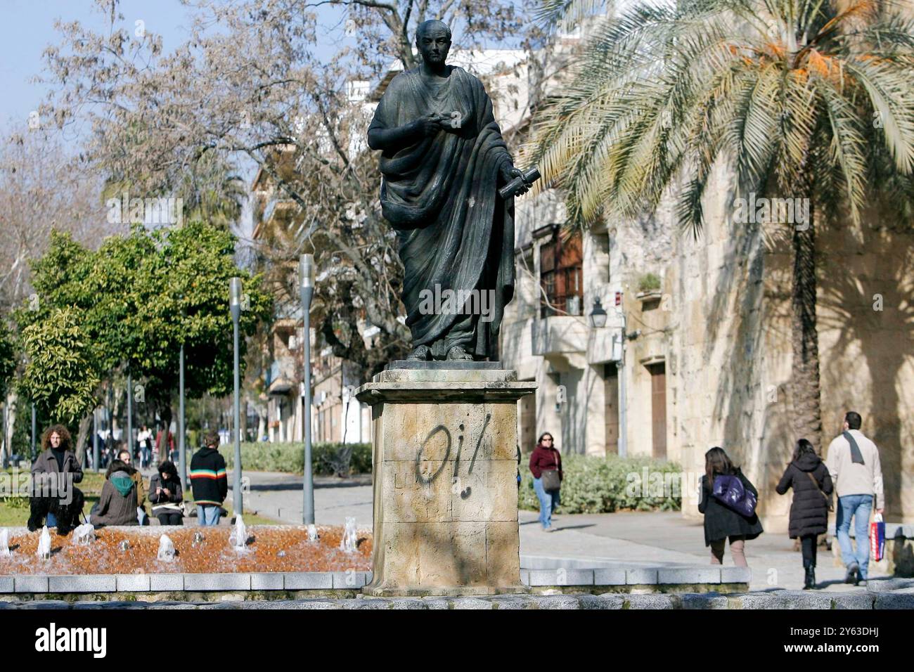 Cordoba, 01/30/2010. Statue of Seneca at the Almodóvar Gate. Photo ...
