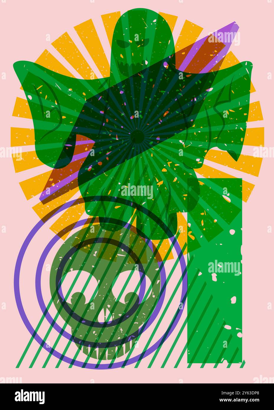 Risograph halloween ghost geometric Stock Vector Images - Alamy