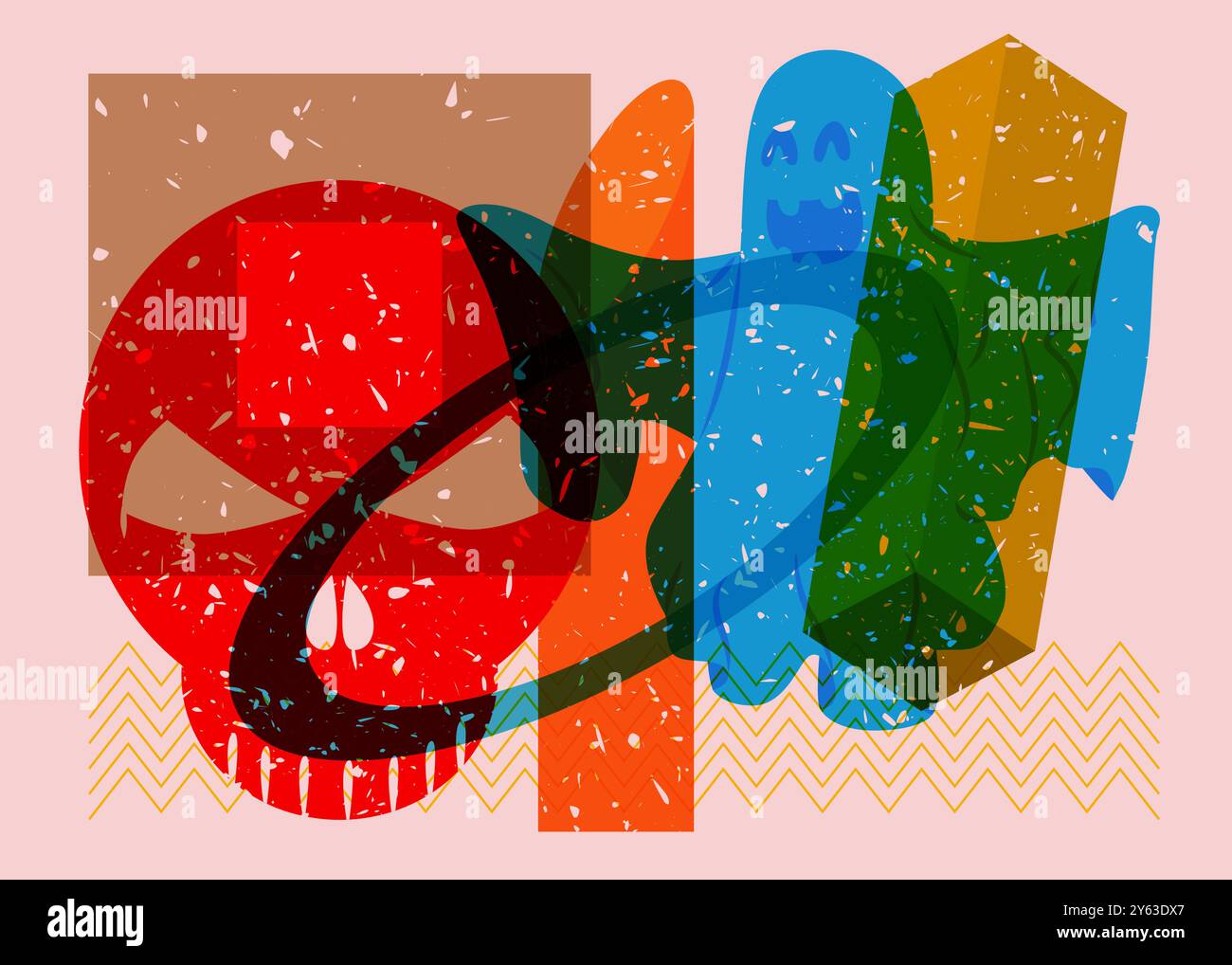 Risograph halloween ghost geometric Stock Vector Images - Alamy