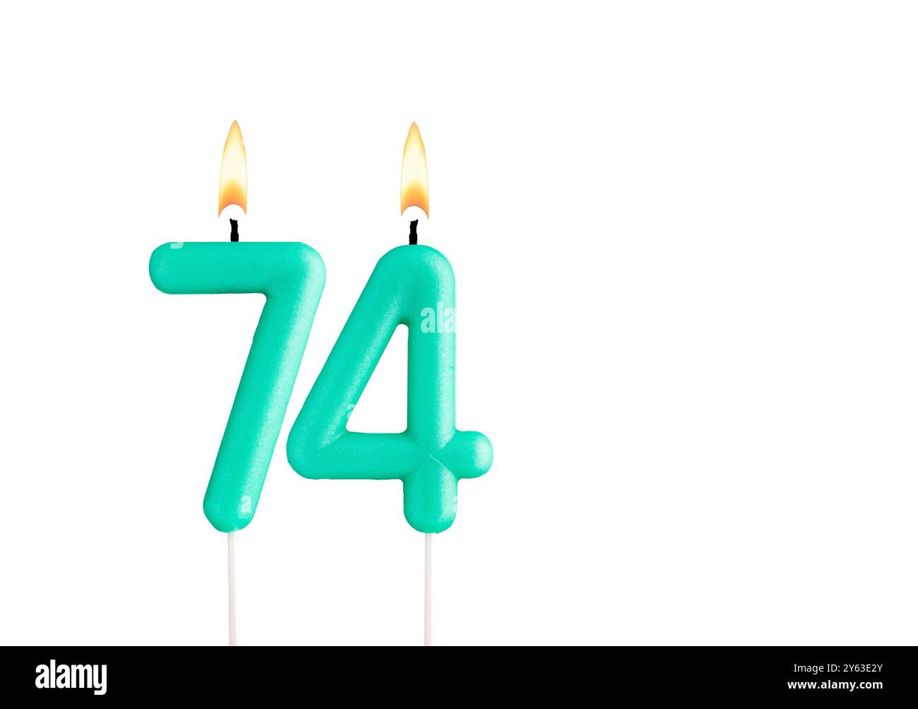 Birthday number 74 - Green birthday candle on white background Stock ...