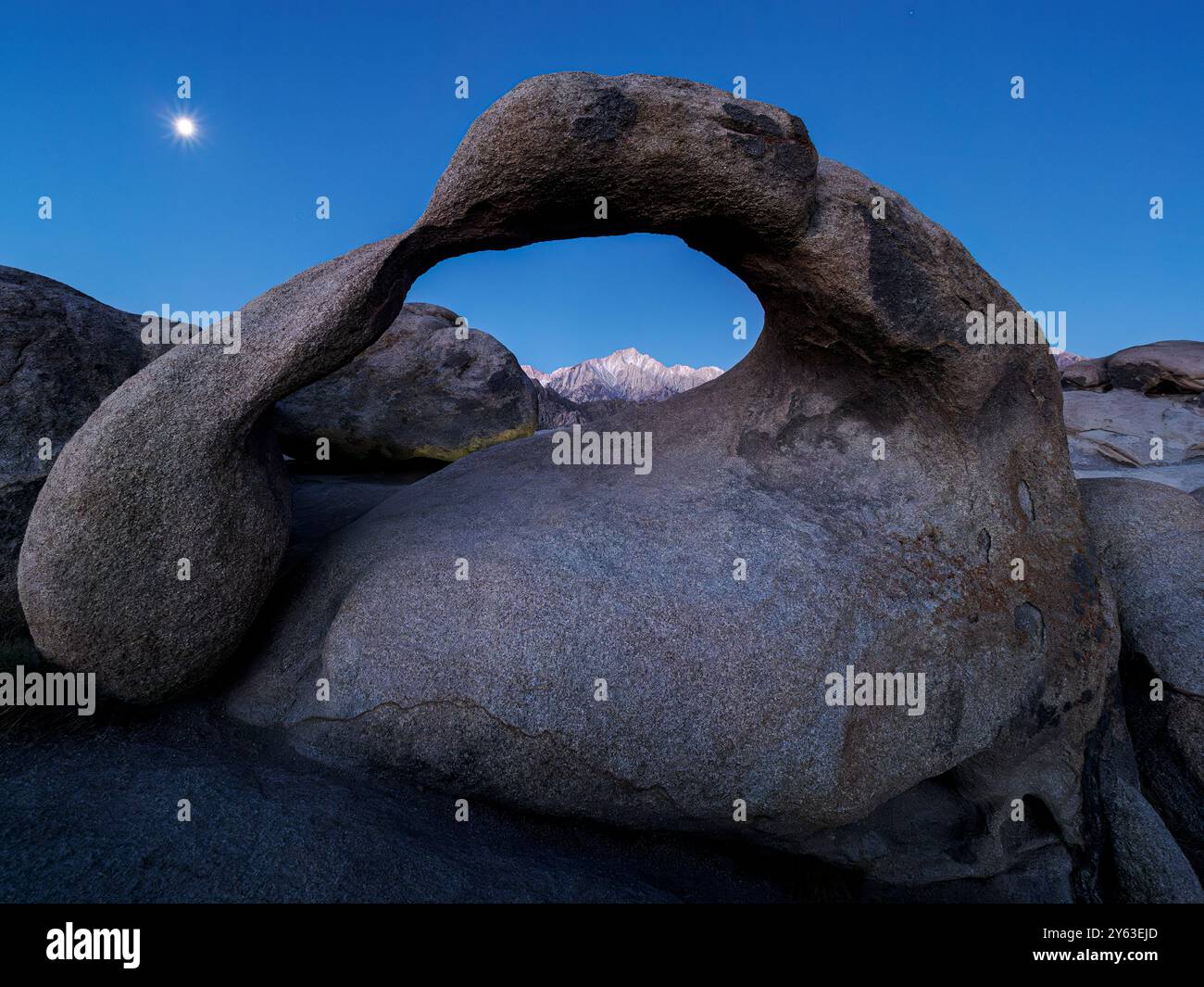 A naturally formed arch at night in the Alabama Hills National Scenic ...