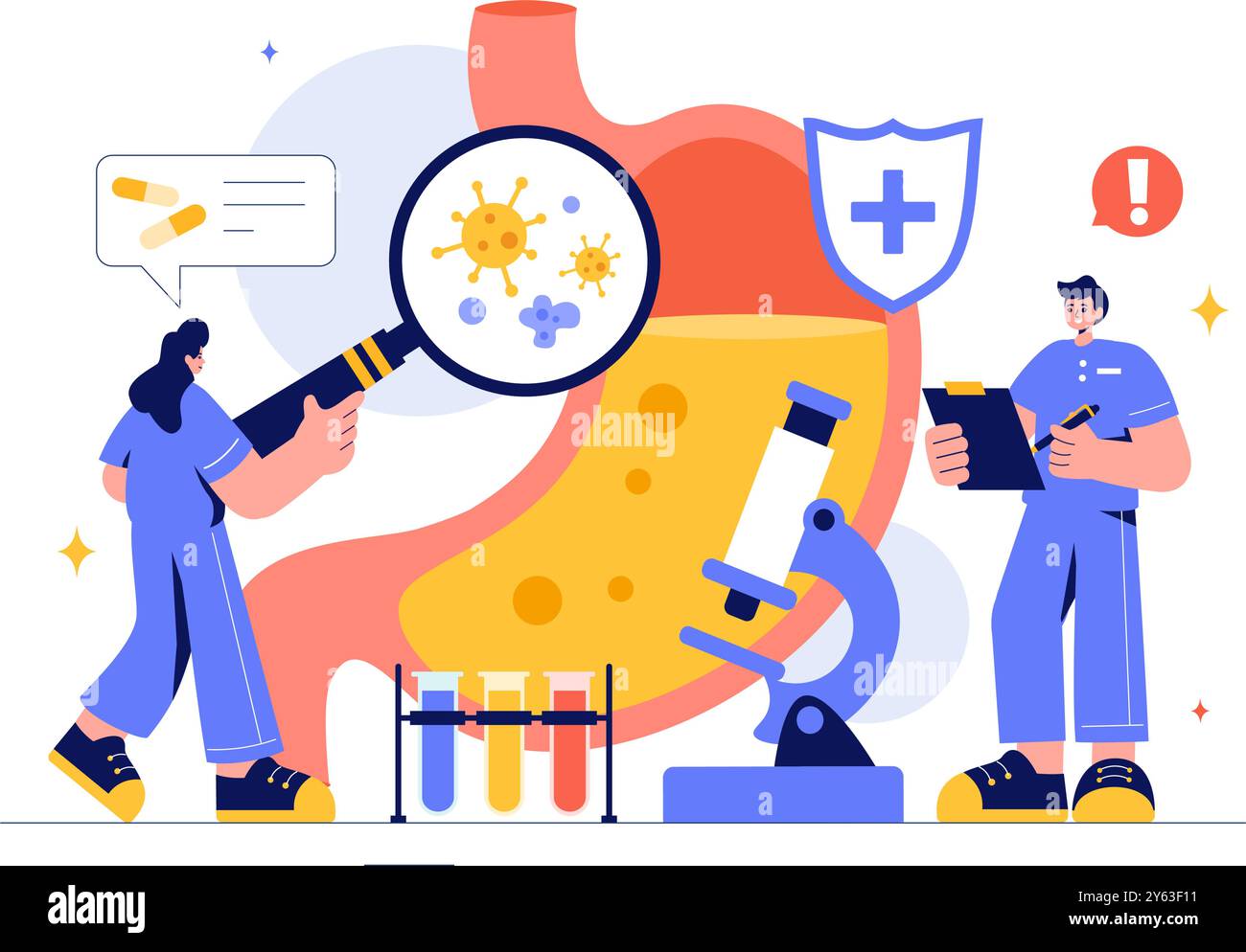 Stomach Health Gastroenterology Vector Illustration Featuring Abdominal ...