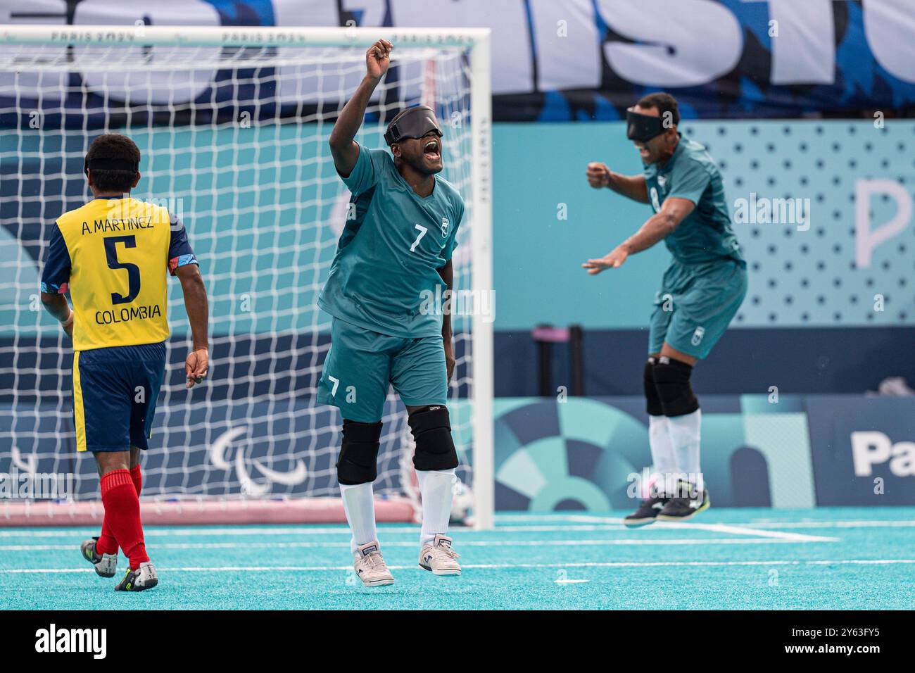 Brazil forward Jefinho (7) celebrates a goal during the Men’s Blind ...