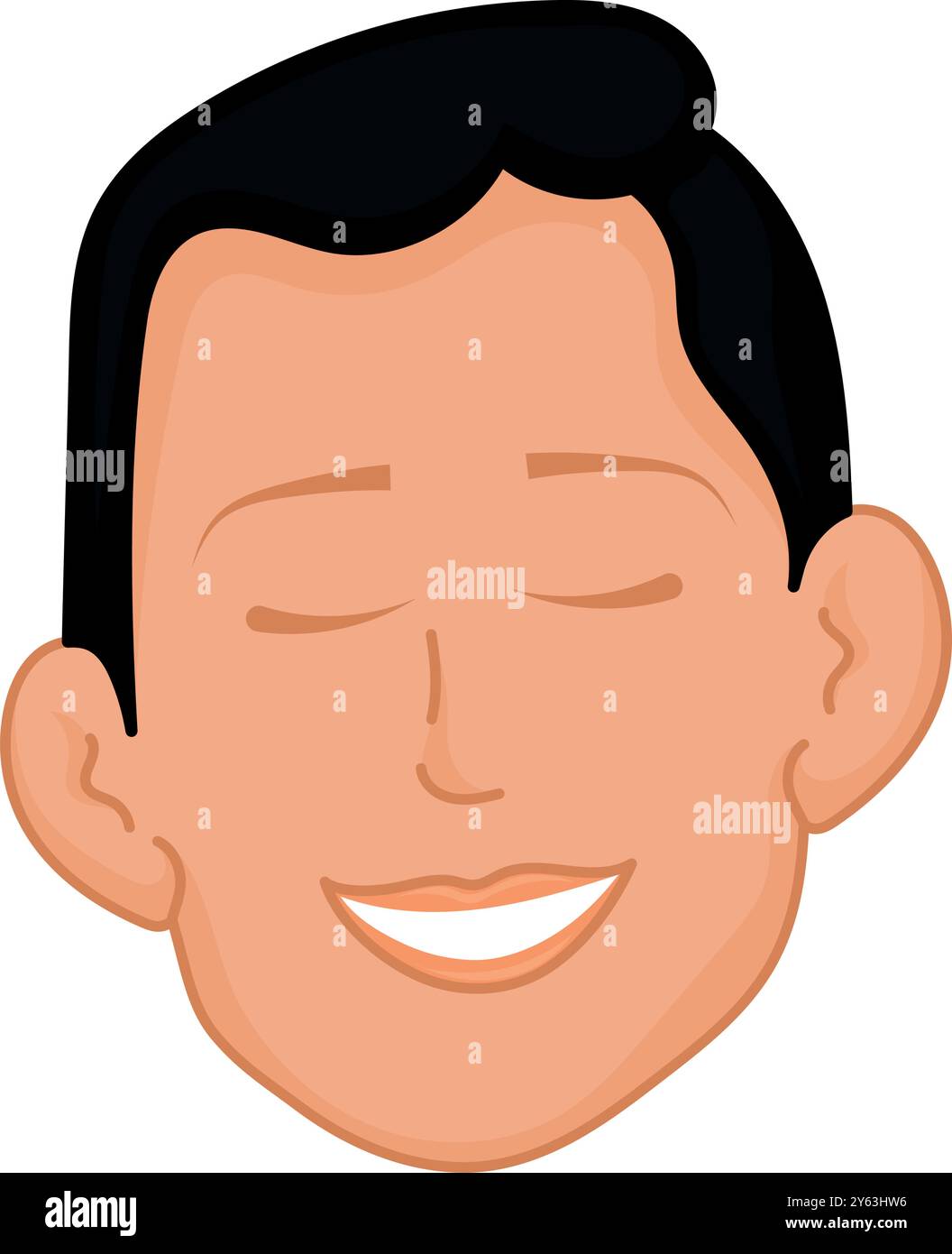 Smiling face of a man with closed eyes in cartoon style, Vector Stock ...