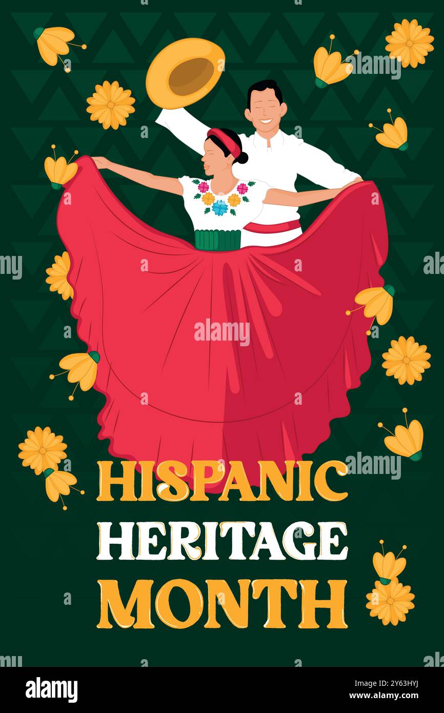 Hispanic Heritage Month banner with dancing couple, Vector Stock Vector ...