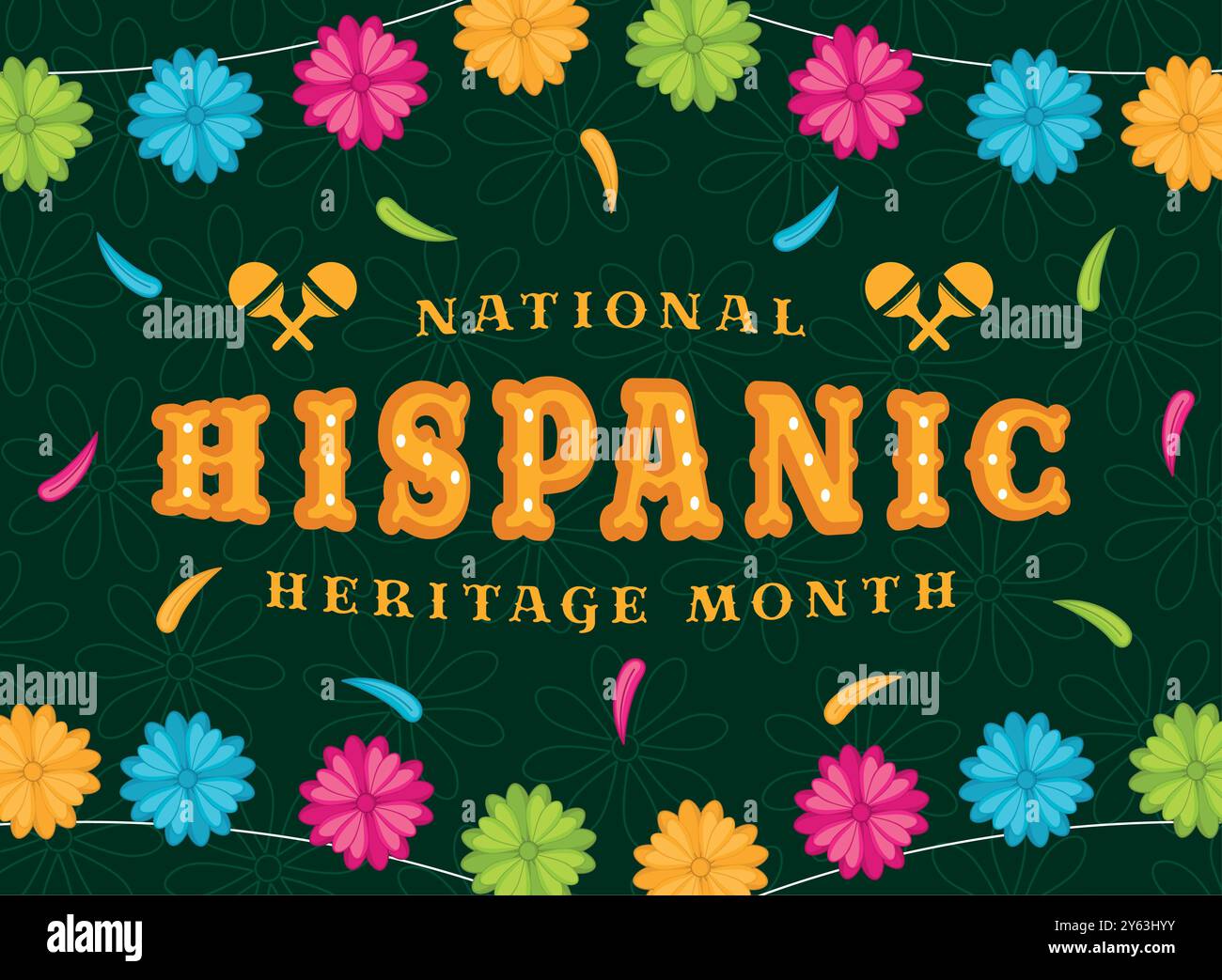 National Hispanic Heritage Month banner with vibrant flower garland, Vector Stock Vector Image ...