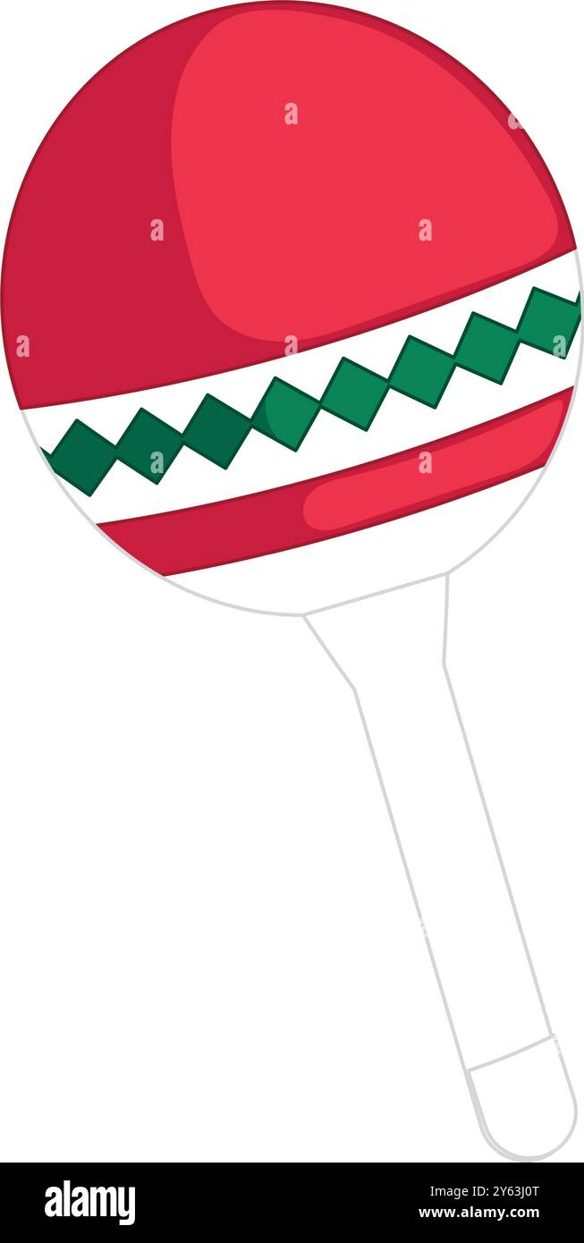 Red and green maraca with Mexican festive design, Vector Stock Vector ...
