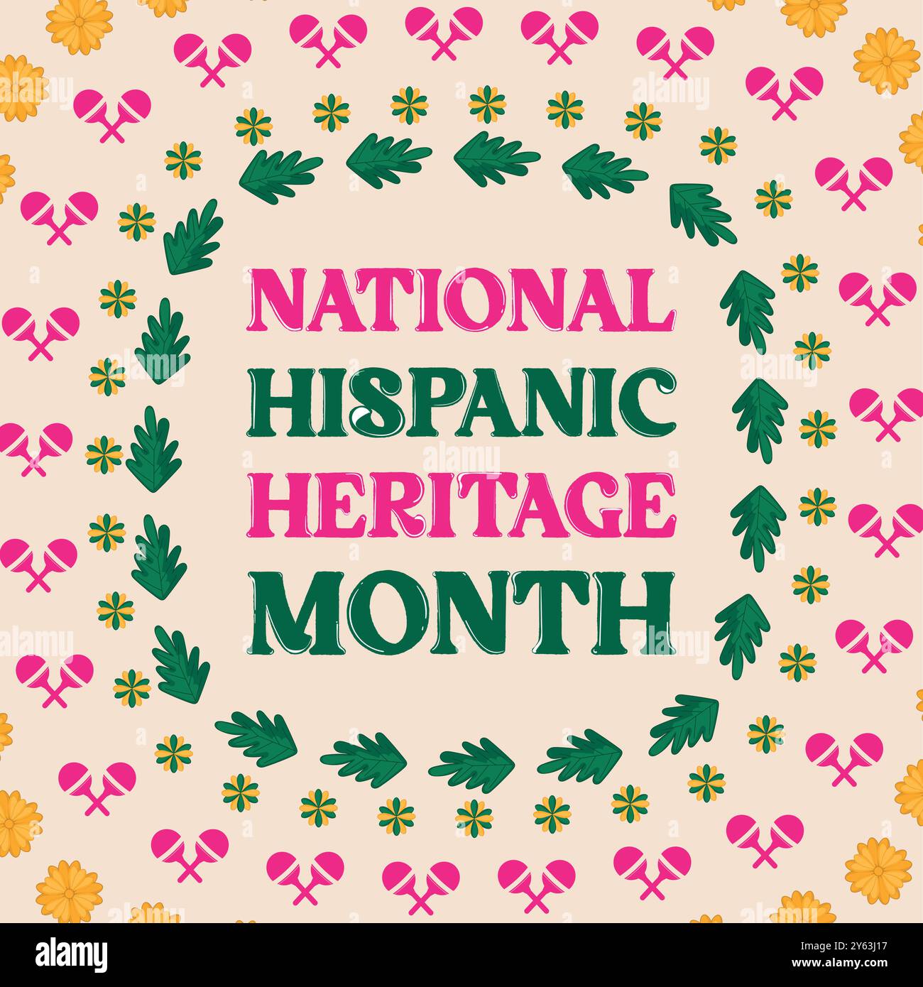 National Hispanic Heritage Month banner with floral motifs, Vector Stock Vector Image & Art - Alamy