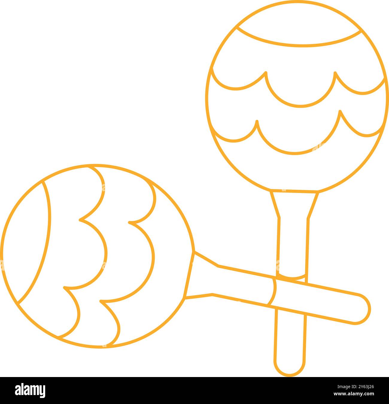 Outline of maracas with decorative patterns in yellow, Vector Stock ...