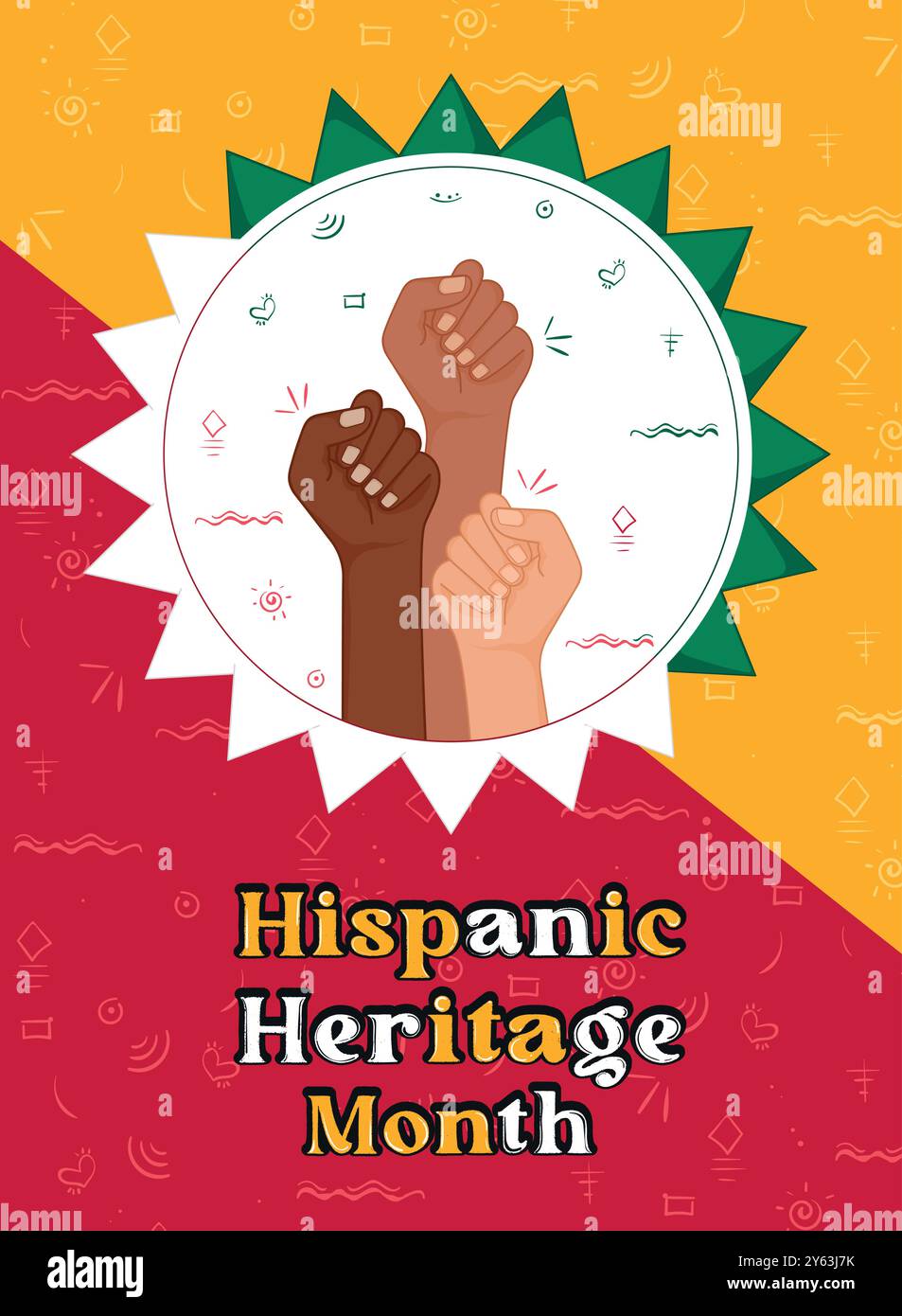 Hispanic Heritage Month banner with fists raised in unity, Vector Stock ...