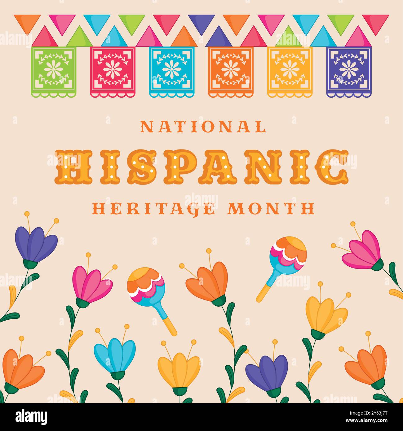 National Hispanic Heritage Month banner with papel picado, Vector Stock Vector Image & Art - Alamy