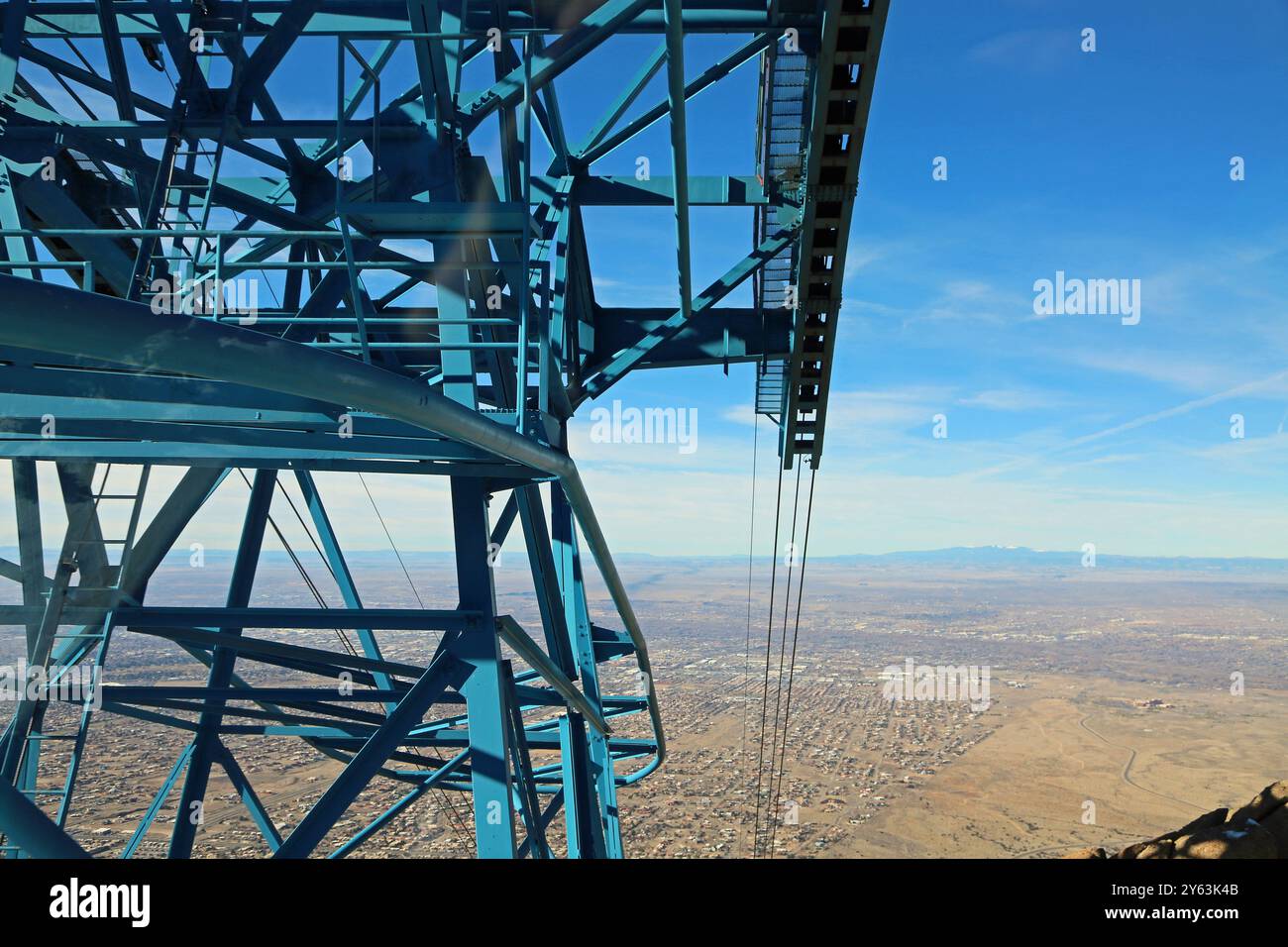 The construction of the cableway tower, Sandia Peak, New Mexico Stock ...