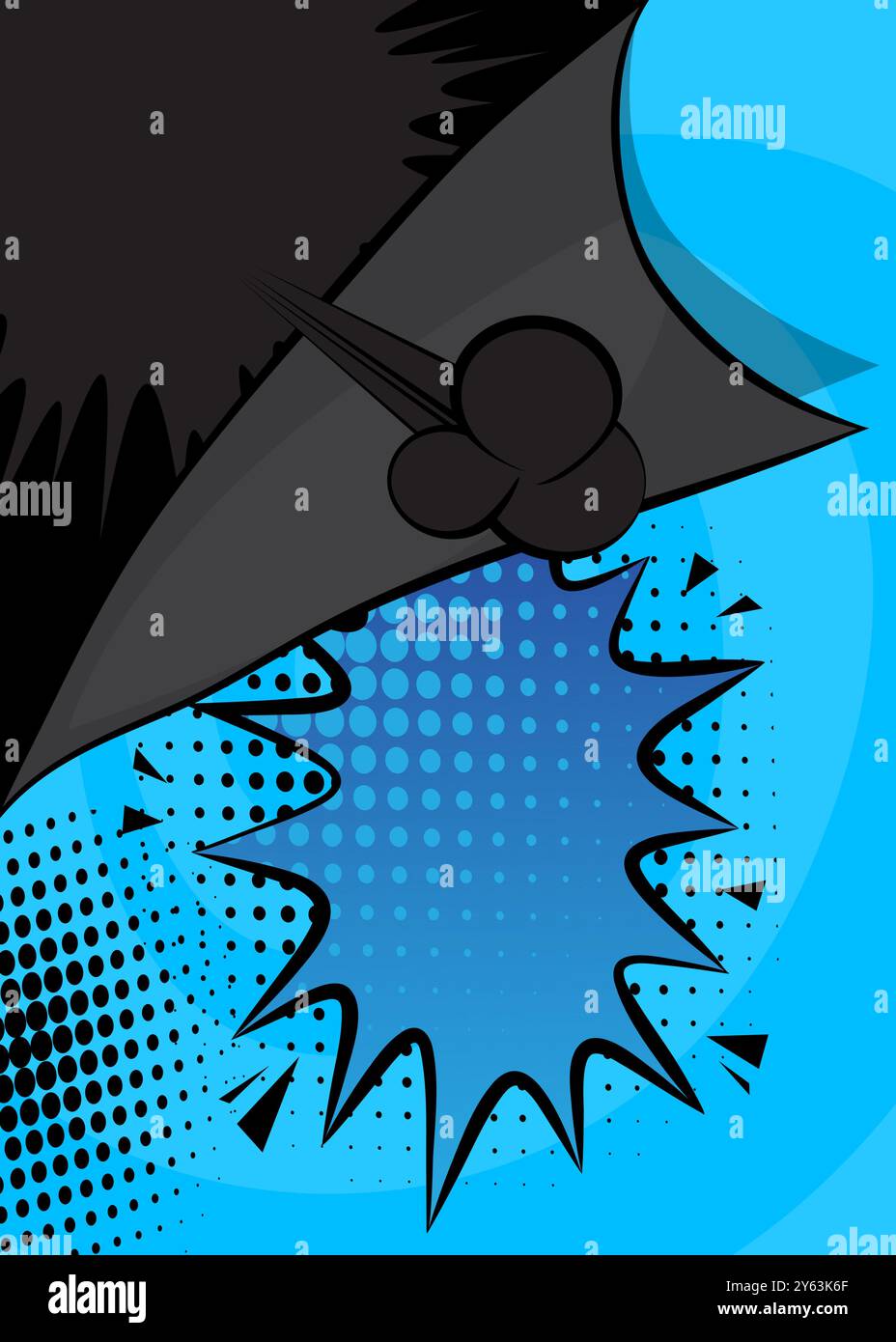 Cartoon Blue and Black background, comic book backdrop. Retro vector ...