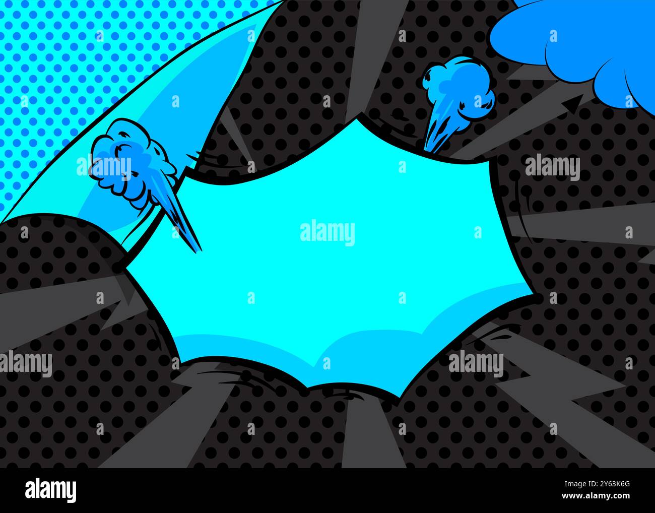 Cartoon Blue and Black background, comic book backdrop. Retro vector ...