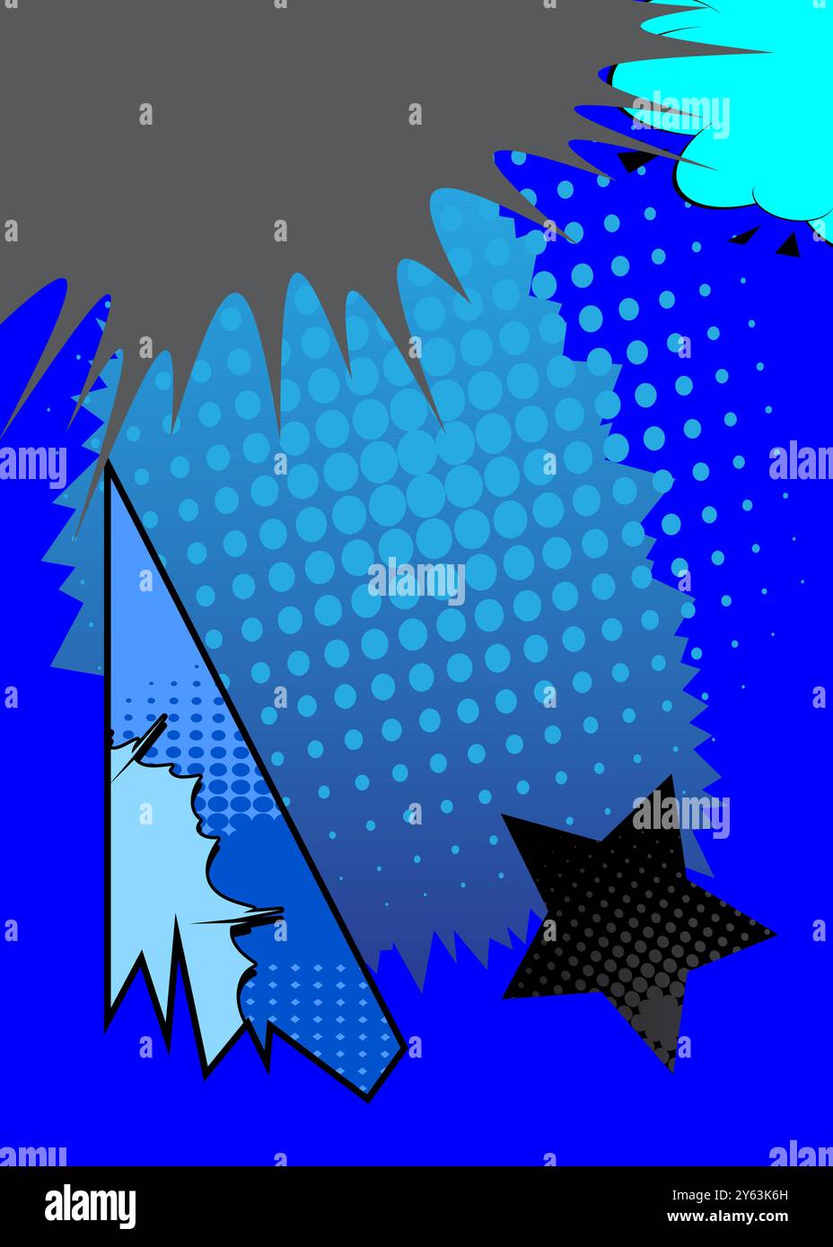 Cartoon Blue and Black background, comic book backdrop. Retro vector ...
