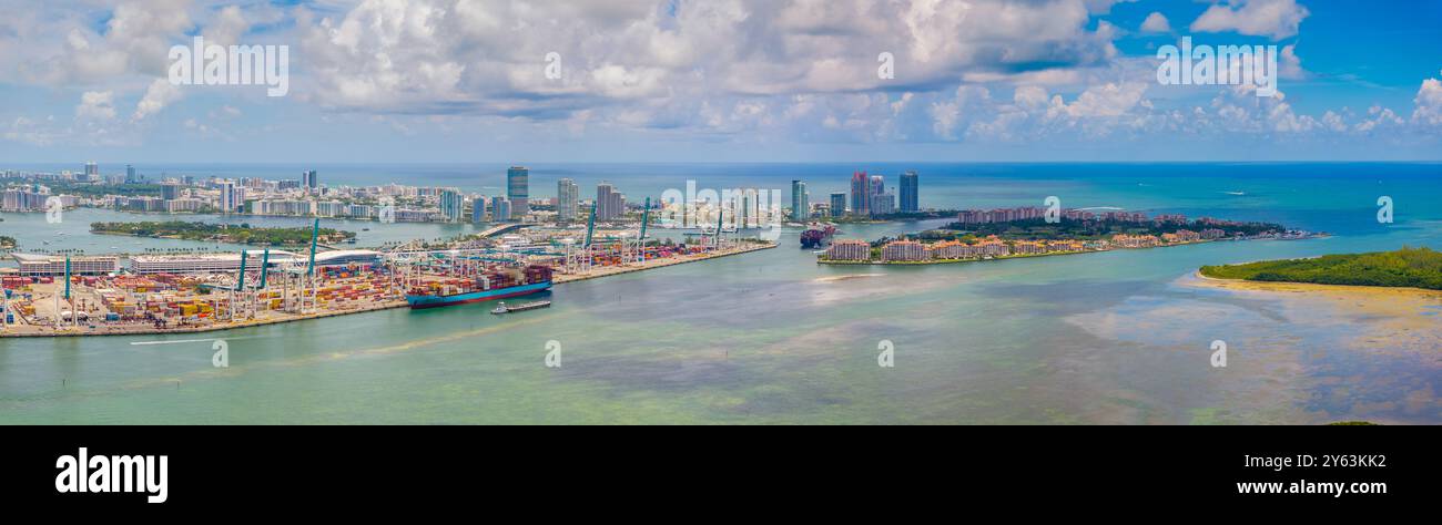 Aerial panorama Miami Beach and port 2024 Stock Photo - Alamy