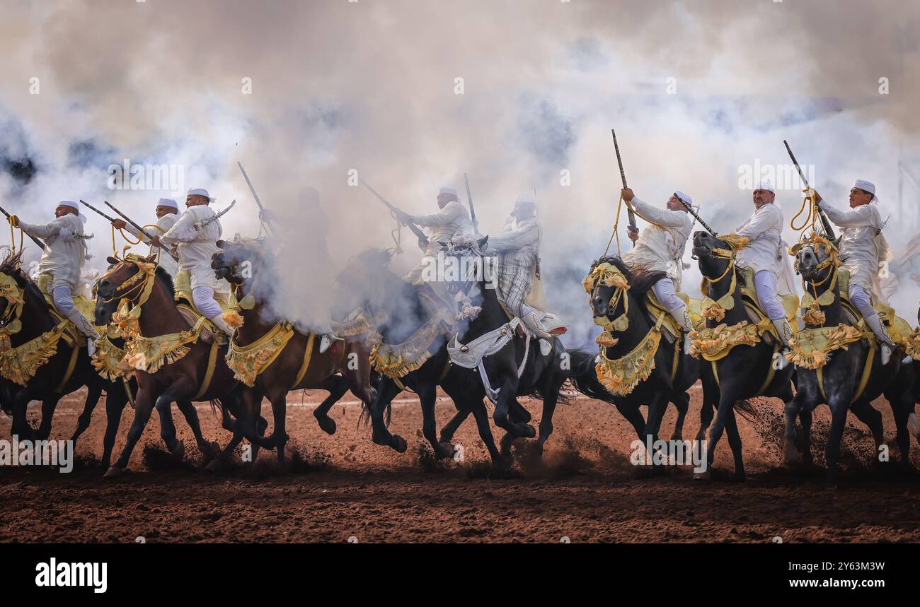 Capturing the intensity of a traditional Moroccan Tbourida, also known ...