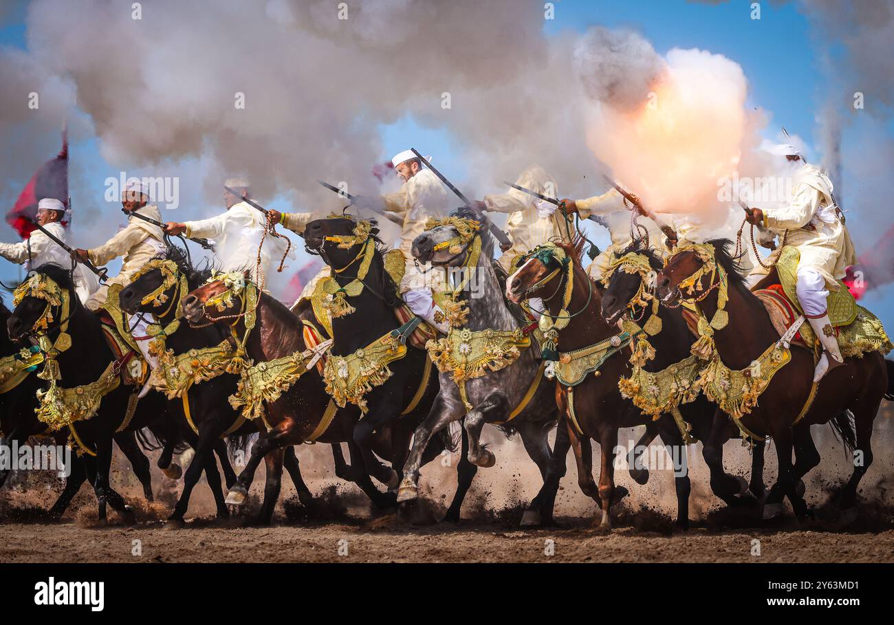 Capturing the intensity of a traditional Moroccan Tbourida, also known ...