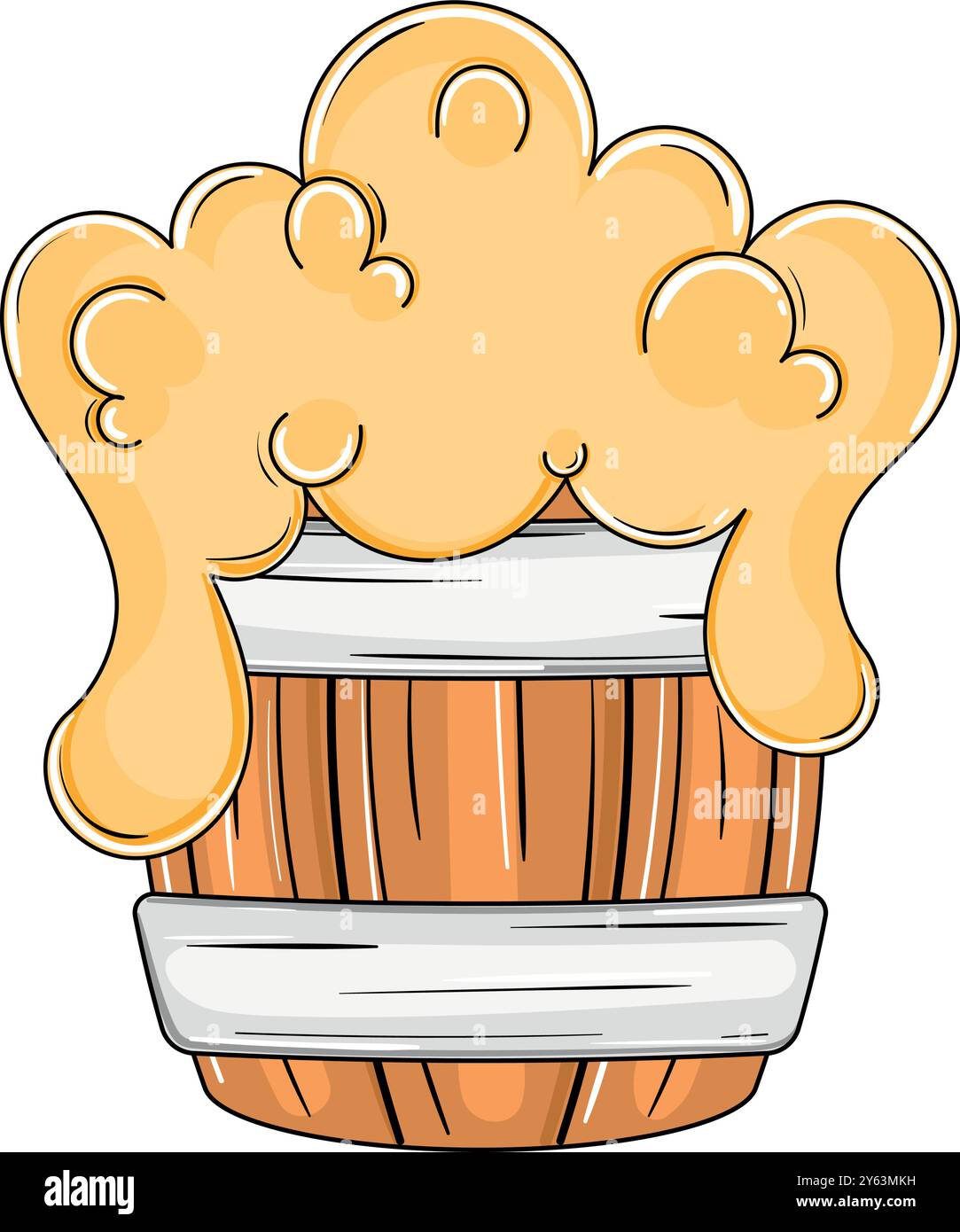 Wooden beer mug with metal accents and foam overflow, Vector Stock ...