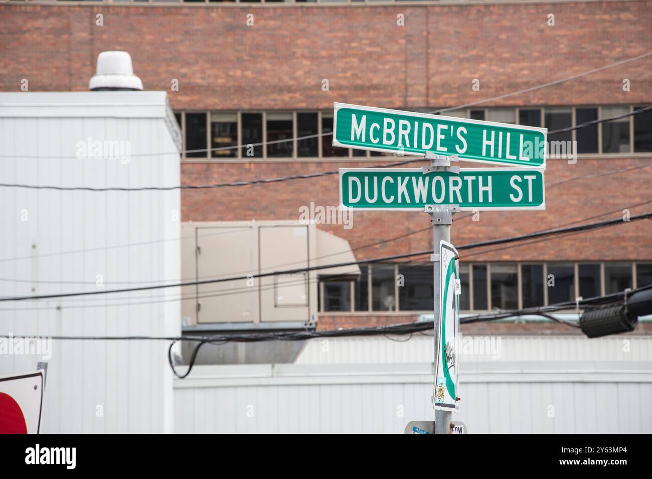 McBride's Hill and Duckworth Street signs in downtown St. John's ...