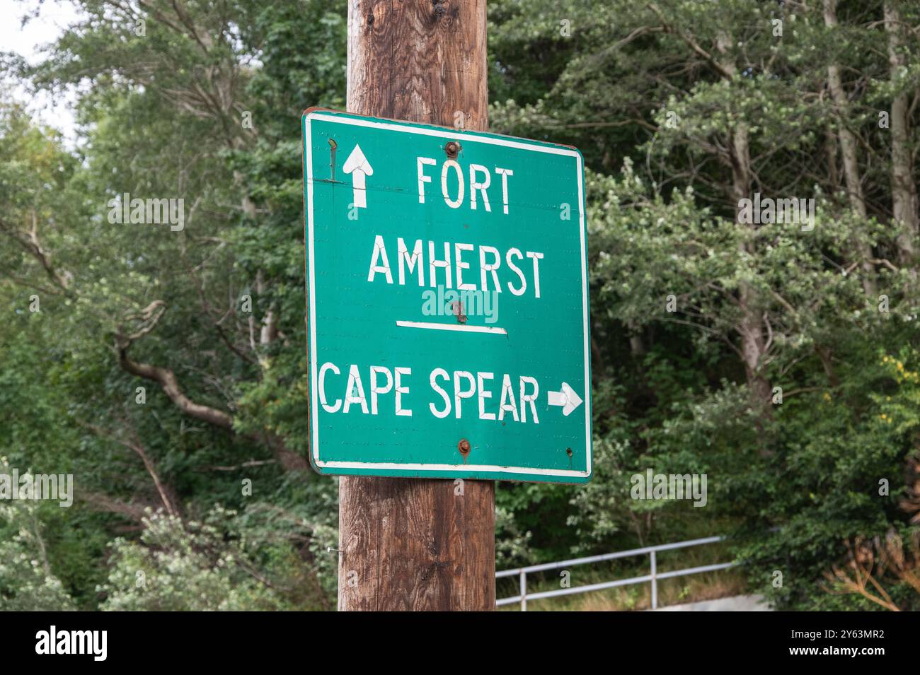 Directional sign to Fort Amherst and Cape Spear on Blackhead Road in St ...