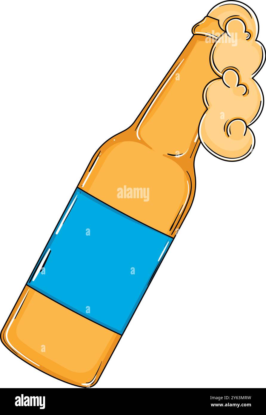 Beer bottle with foam overflowing, Vector Stock Vector Image & Art - Alamy