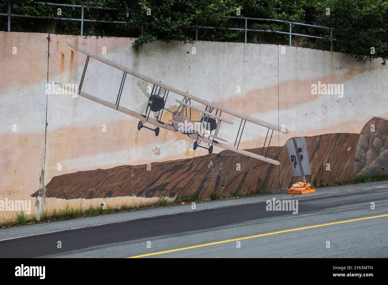 History mural of vintage airplane on Blackhead Road in St. John's ...