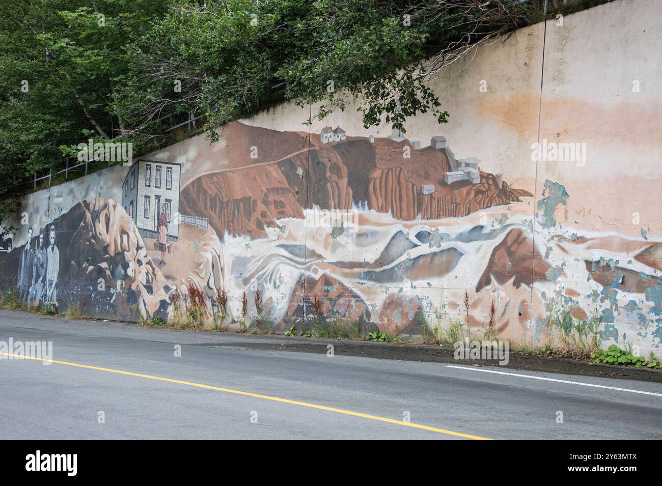 History mural of fort at Signal Hill on Blackhead Road in St. John's ...