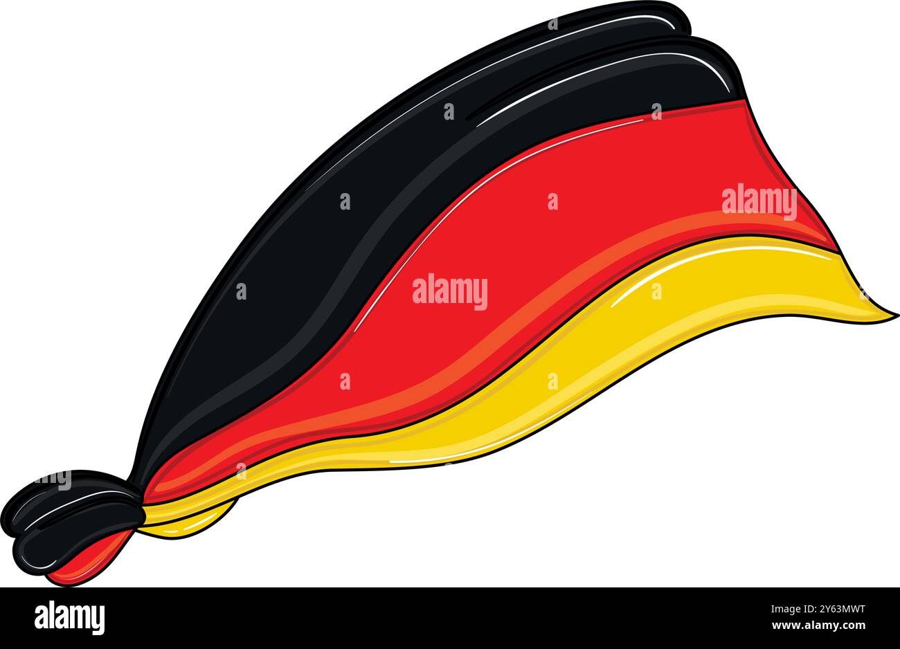 German flag in cartoon style with waving stripes, Vector Stock Vector ...