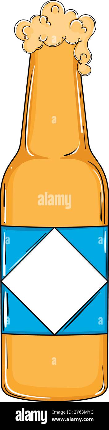Beer bottle with foam overflowing, Vector Stock Vector Image & Art - Alamy